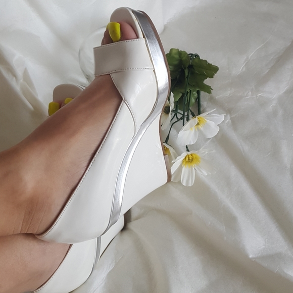 Spring | Shoes | Springvintage Open Toe White Wedge Heels | Poshmark